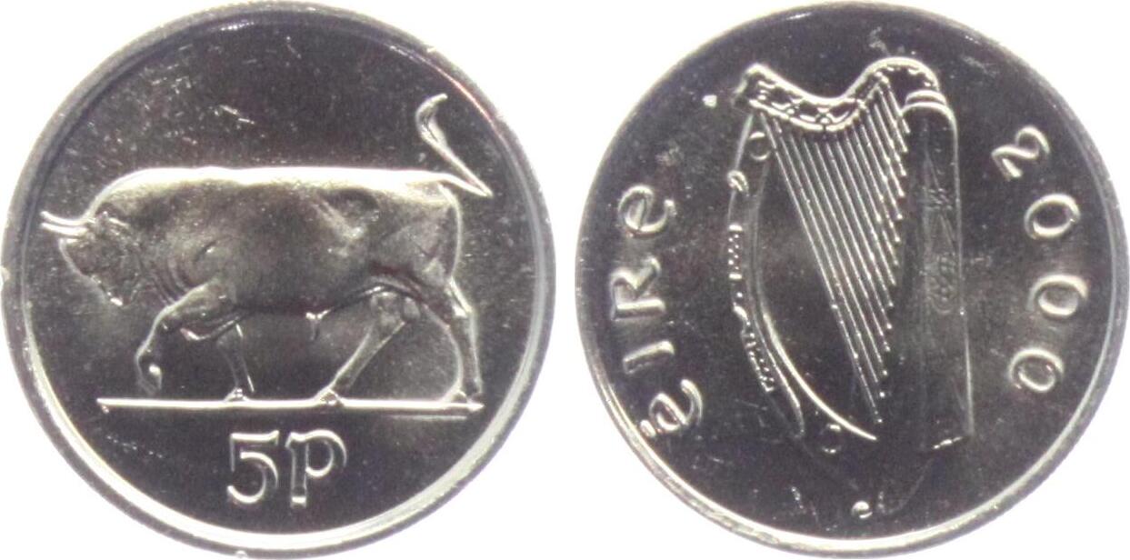 Irland 5 Pence 2000 Stier - Tiere prägefrisch - pfr. | MA-Shops