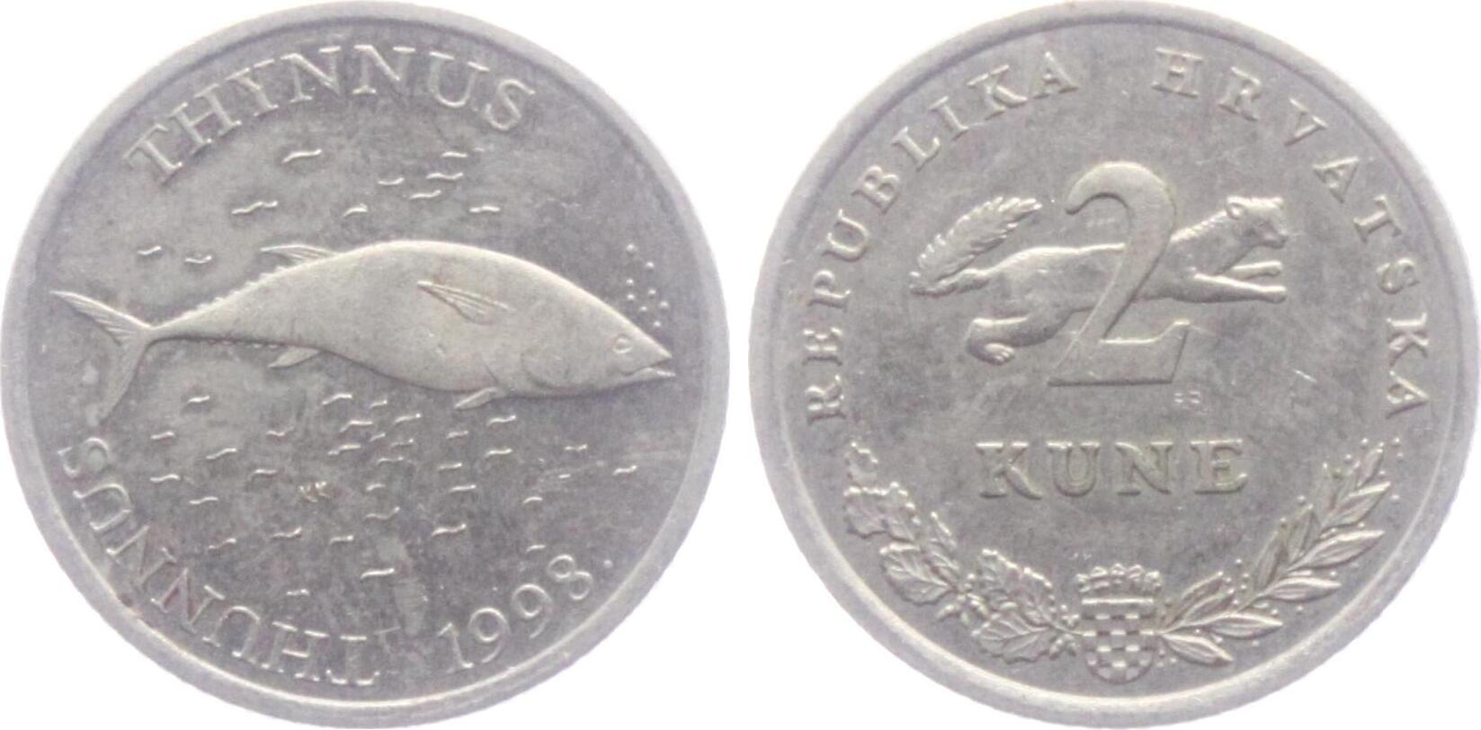Kroatien 2 Kune 1998 Baummarder - Marder - Thunfisch - Meerestiere ...