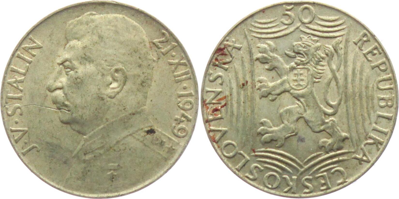 Tschechoslowakei - CSSR - CZ 50 Kronen/ Korun 1949 Geburtstag Stalin ss ...
