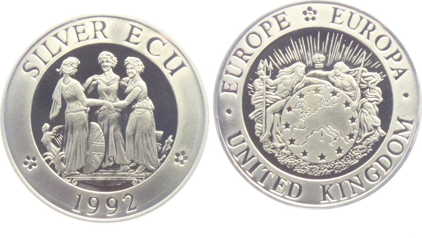 Großbritannien 1992 Silver Ecu - The 3 Graces - Tower Mint PP - in ...