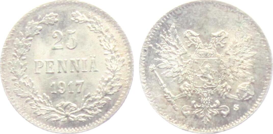Finnland 1917 S 25 Penniä prägefrisch - pfr. | MA-Shops