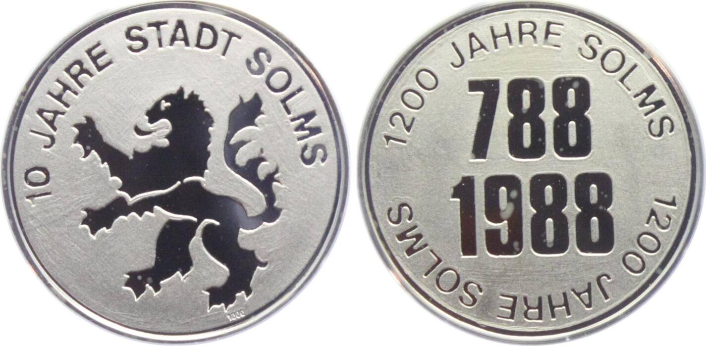 Medaille 1988 1200 Jahre Solms - 10 Jahre Stadt Solms PP ...