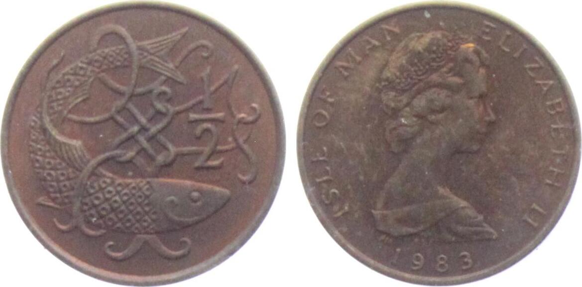 Isle of Man 1/2 Penny 1983 Fisch - Meerestiere unc | MA-Shops