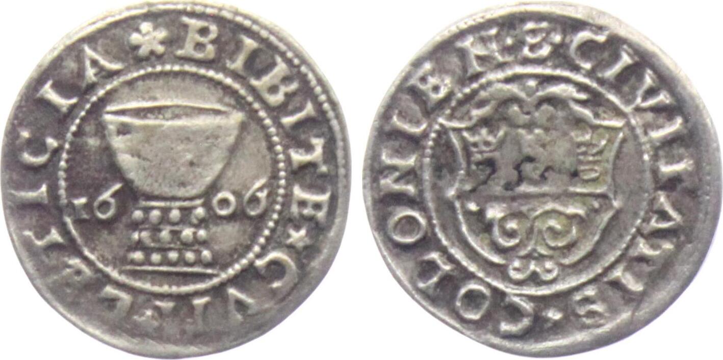 Köln, Stadt 1606 römisches Weinglas - silbernes Ratszeichen - Wappen f ...