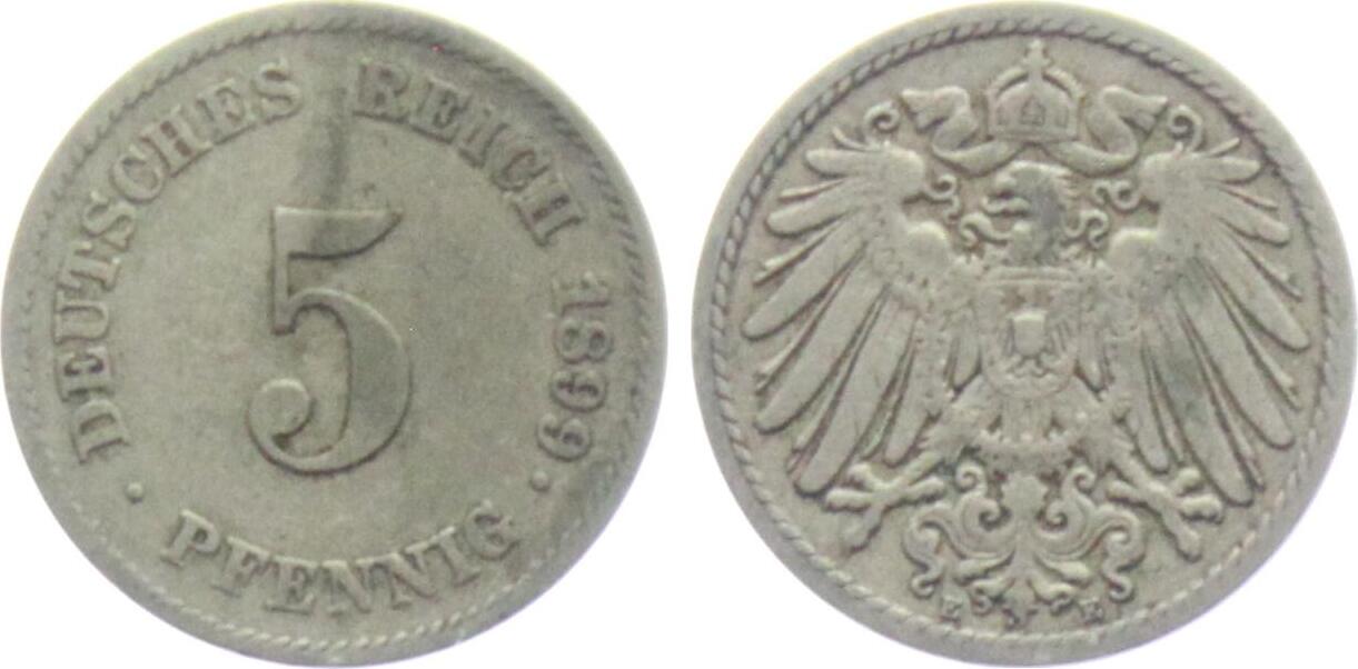 Kaiserreich 1899 E 5 Pfennig - großer Adler ss | MA-Shops