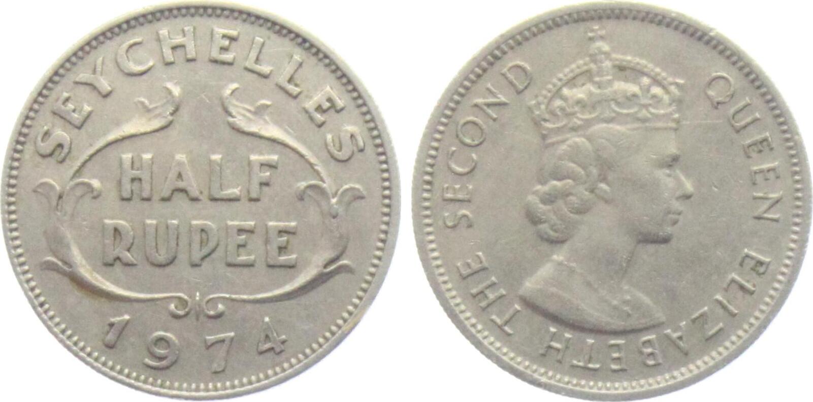 Seychellen 1/2 Rupee / Rupie 1974 Elisabeth II. (1952-2022) vz | MA-Shops