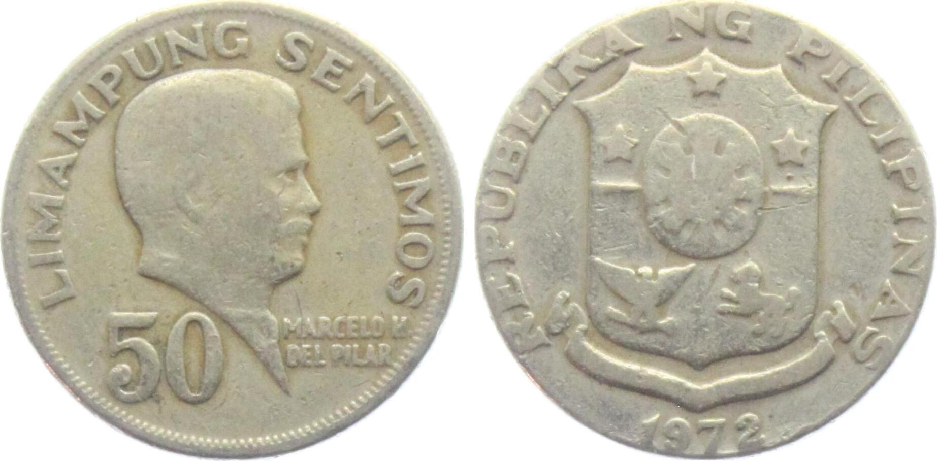 Philippinen 50 Sentimos 1972 Marcelo H. del Pilar ss | MA-Shops