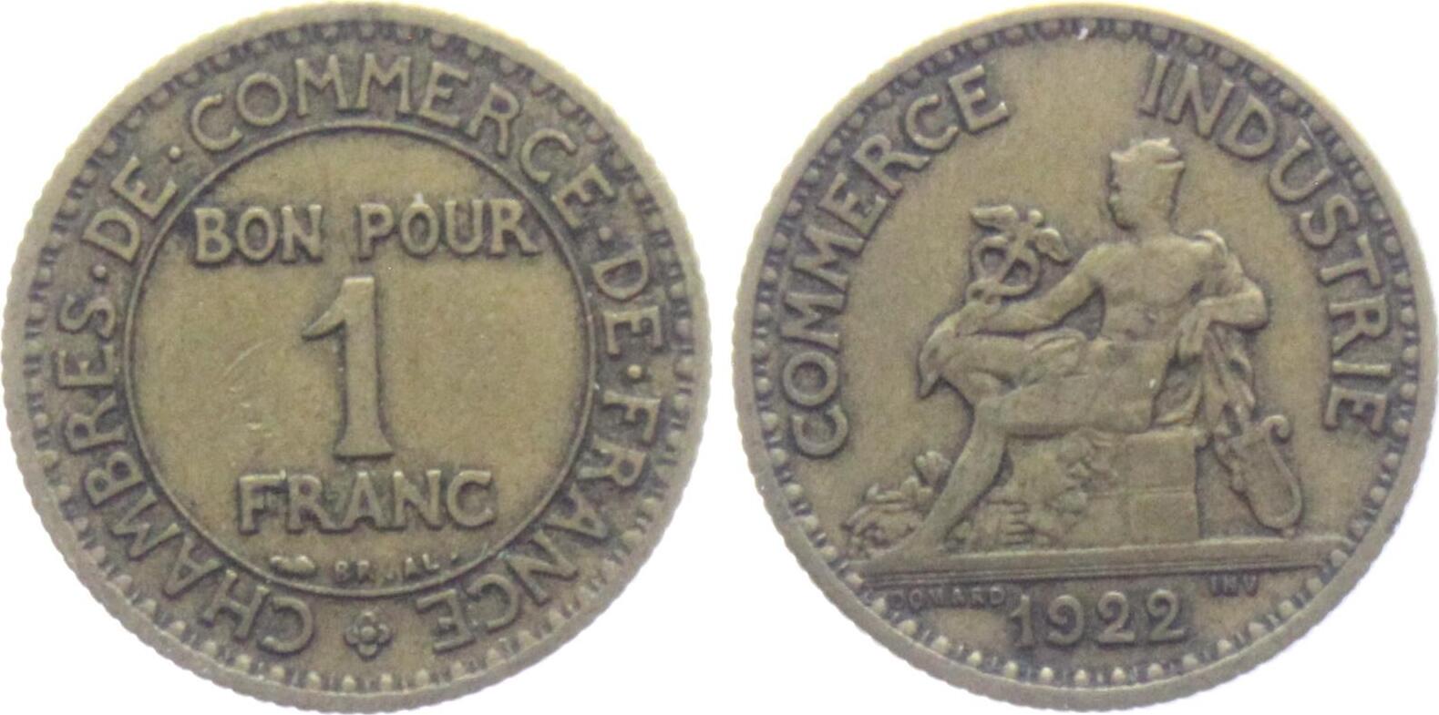 Bon pour 1 Franc 1922 3. Republik Frankreich (1871 - 1940) ss | MA-Shops