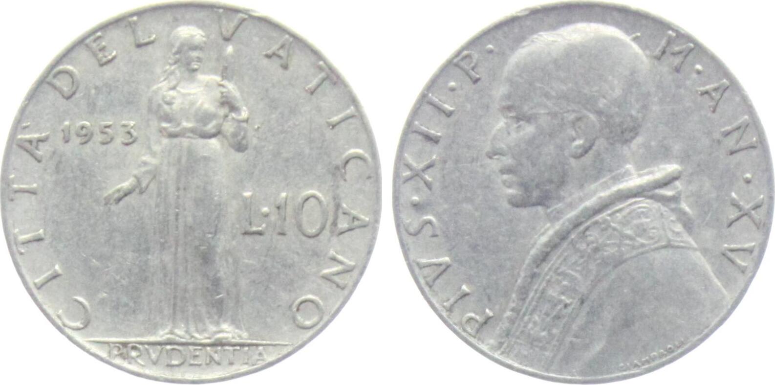 Vatikan 10 Lire 1953 Papst Pius XII. (1951-1958) ss | MA-Shops
