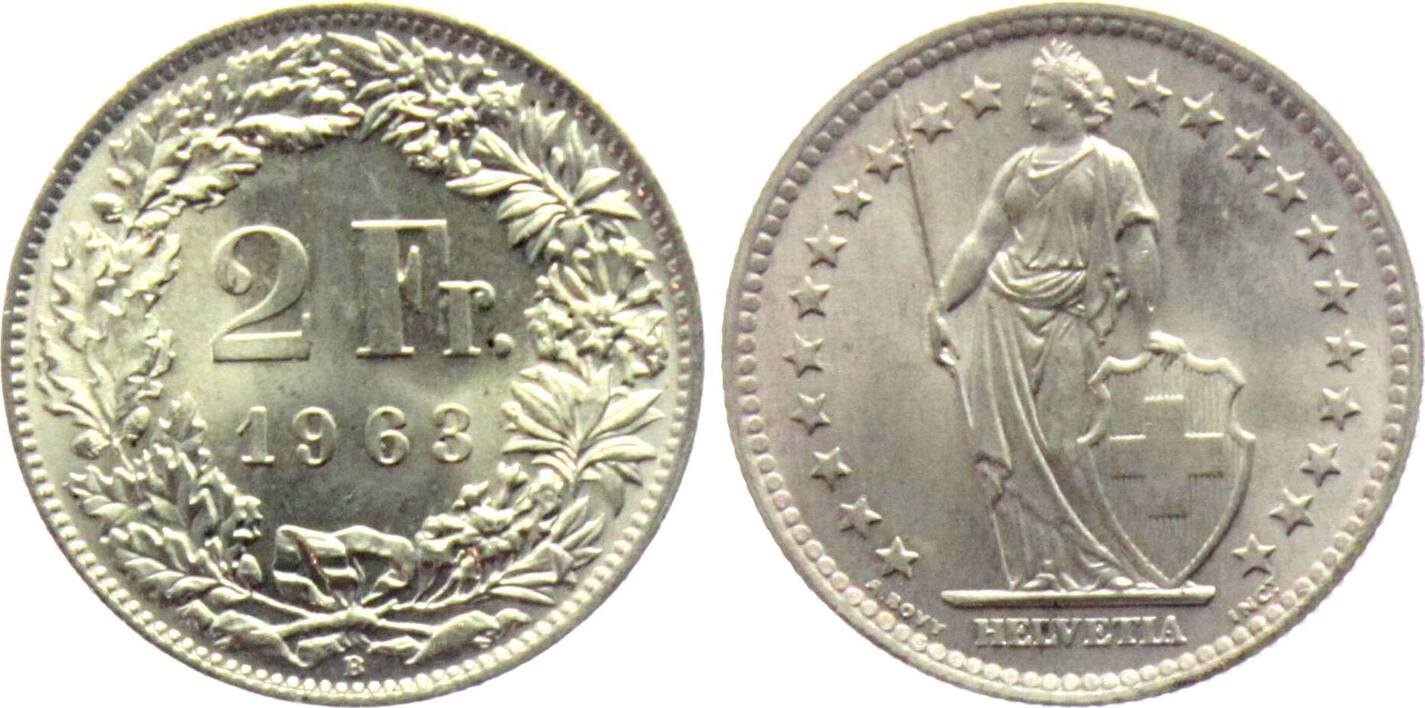 Schweiz 2 Franken 1963 B stehende Helvetia st | MA-Shops