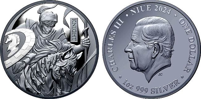 Niue 1 Dollar 2024 Schach/ Chess - Springer Black Proof in Box | MA-Shops