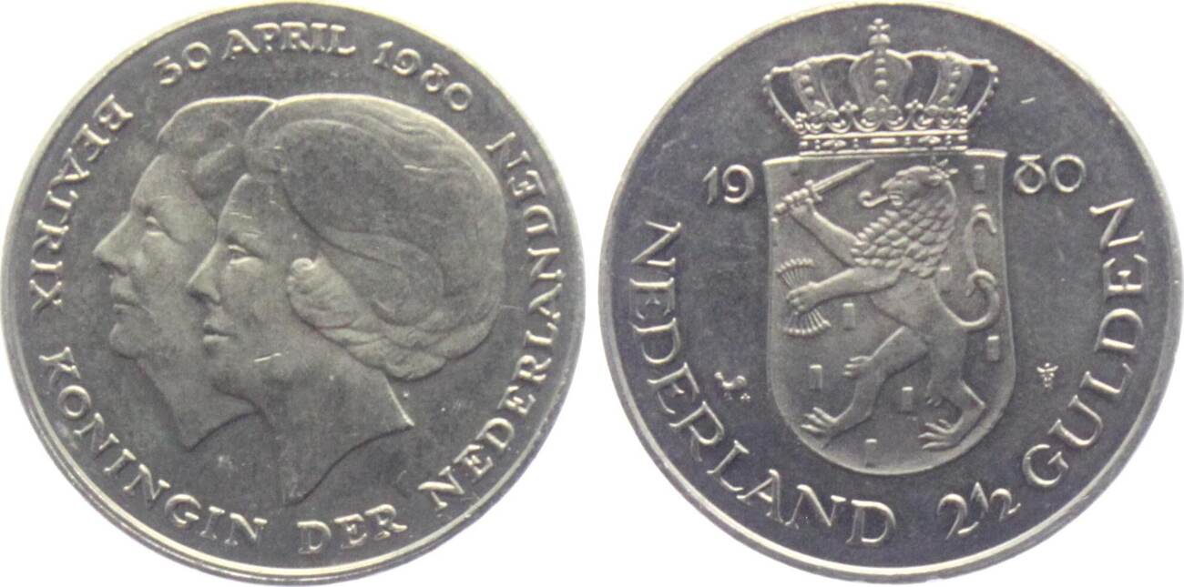 Niederlande 2,5 Gulden 1980 Thronbesteigung Königin Beatrix - Königin ...