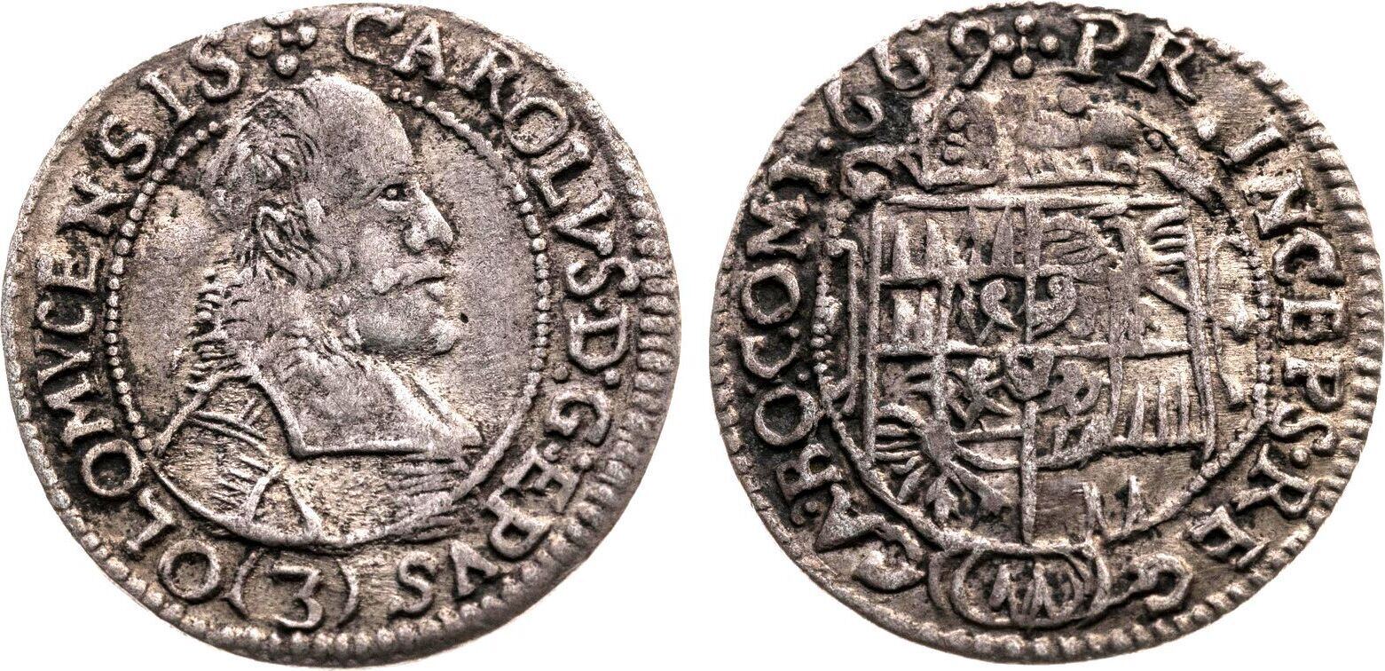 Olmütz Groschen 1669 Karl II. von Liechtenstein (1664-1695) ss/vz | MA ...