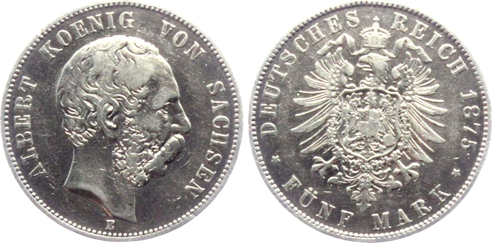 Sachsen - Kaiserreich 5 Mark 1875 E König Albert von Sachsen (1873-1902 ...