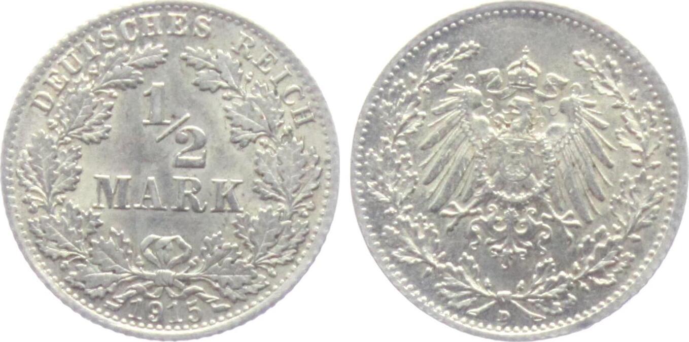 Kaiserreich 1915 D 1/2 Mark vz | MA-Shops
