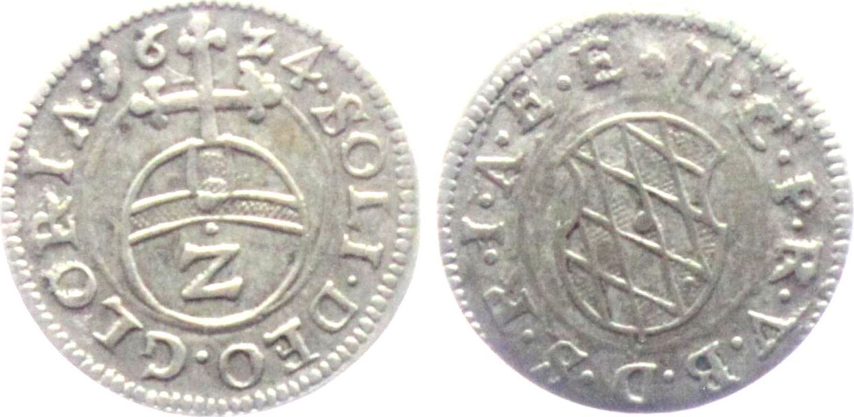 Bayern 2 Kreuzer / 1/2 Batzen 1624 Kurfürst Maximilan I. (1598-1651) vz ...