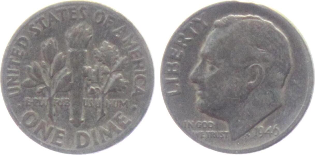USA 1 Dime 1946 Roosevelt Dime ss | MA-Shops