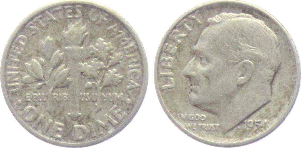 USA 1 Dime 1954 Roosevelt Dime ss | MA-Shops