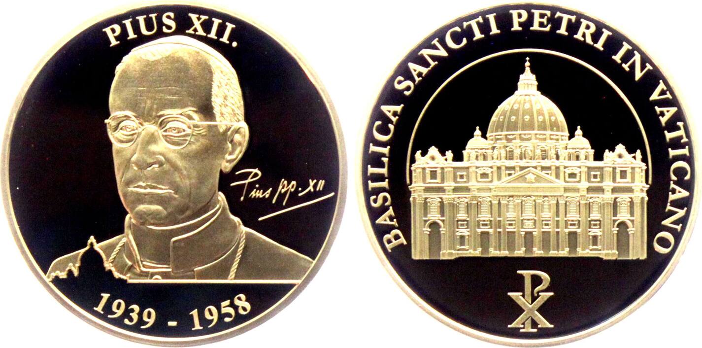 Vatikan - Kirchenstaat Medaille ohne Jahr Papst Pius XII. (1939-1958) PP in Kapsel mit ...