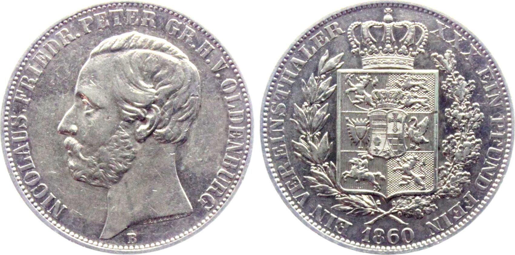 Oldenburg Taler 1860 B Nikolaus Friedrich Peter (1839-1866) ss+ | MA-Shops