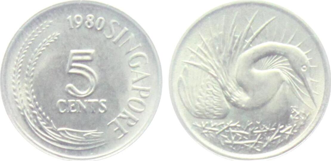 Singapur 5 Cent 1980 Schwan unc | MA-Shops