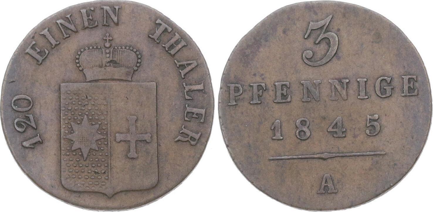 Waldeck 3 Pfennig 1845 A Georg Heinrich 1805-1812-1845. Sehr schön | MA ...