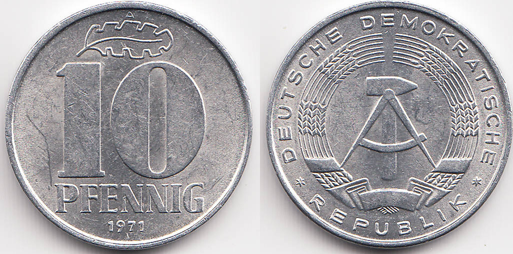 DDR 10 Pfennig 1971 A Aluminium vorzüglich | MA-Shops