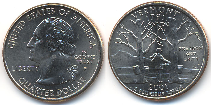 USA State Quarter 2001 P Vermont prägefrisch | MA-Shops
