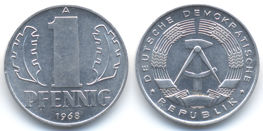 DDR 1 Pfennig 1968 A Aluminium prägefrisch | MA-Shops