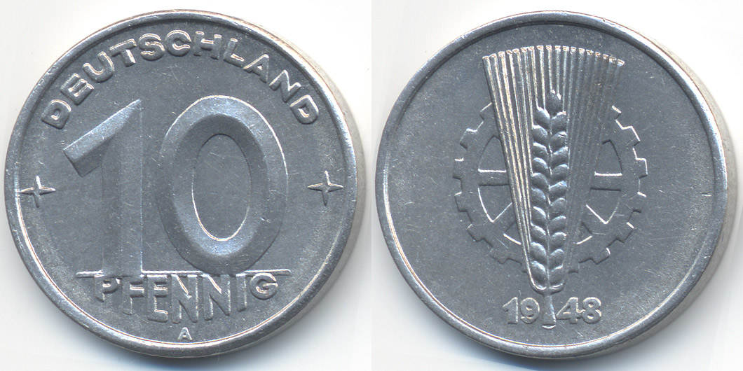 DDR 10 Pfennig 1948 A Aluminium fast vorzüglich | MA-Shops