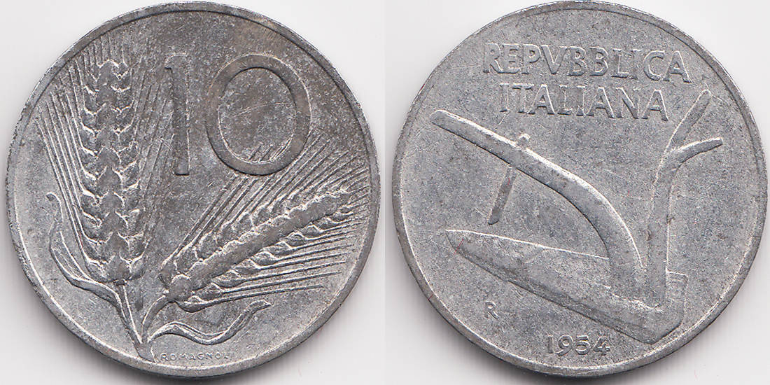 Italien - Italy 10 Lire 1954 R Republik seit 1946 sehr schön | MA-Shops