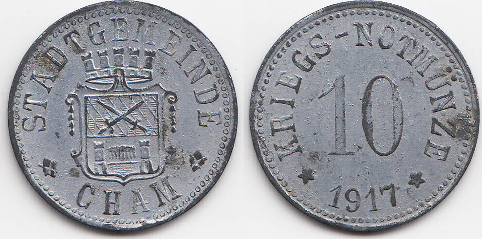 Bayern 10 Pfennig Cham – Zink 1917 (Funck 79.2c) vorzüglich - minimal ...