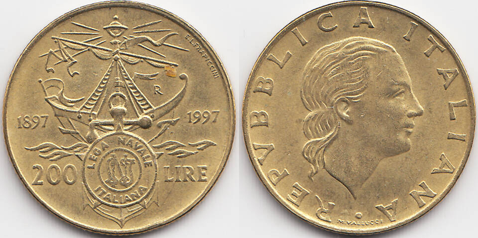 Italien - Italy 200 Lire 1997 R Republik seit 1946 - Lega Navale vorzüglich | MA-Shops