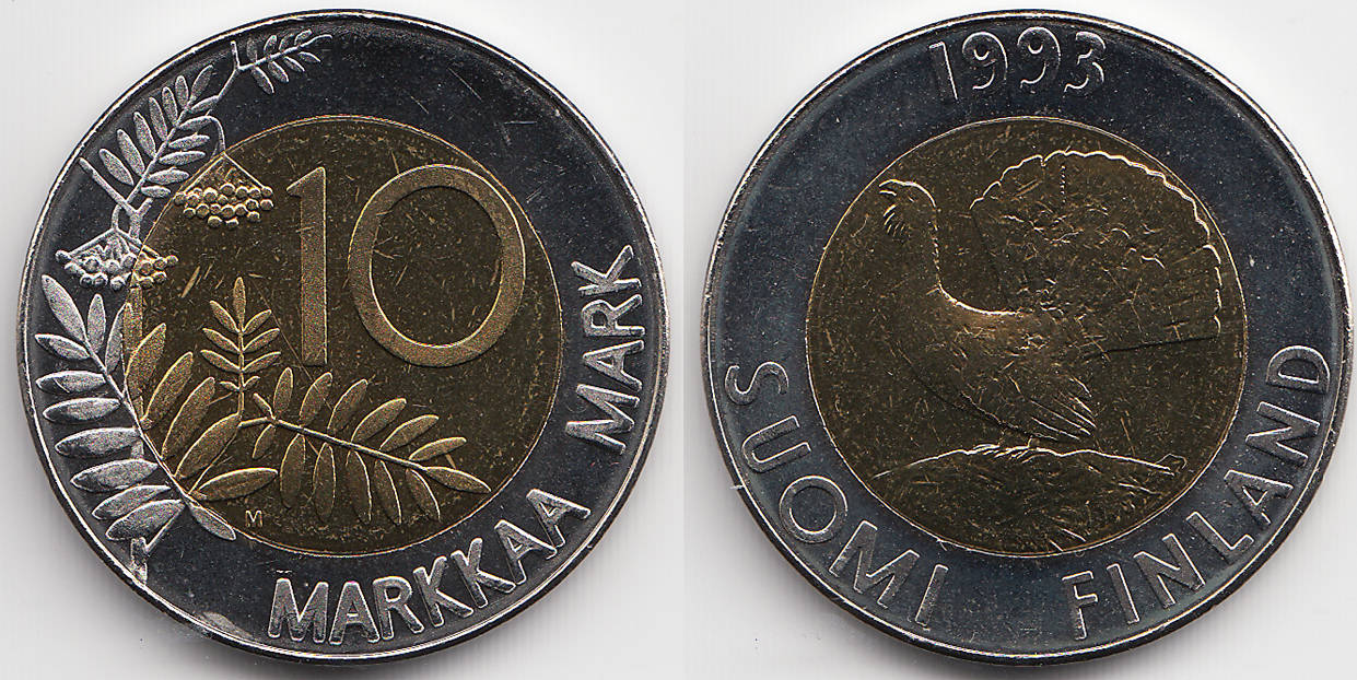 Finnland - Finland 10 Markkaa 1993 M Republik seit 1917 prägefrisch ...