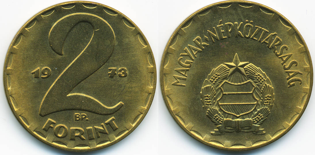 Ungarn - Hungary 2 Forint 1973 BP Volksrepublik 1949-1989 prägefrisch/stempelglanz | MA-Shops