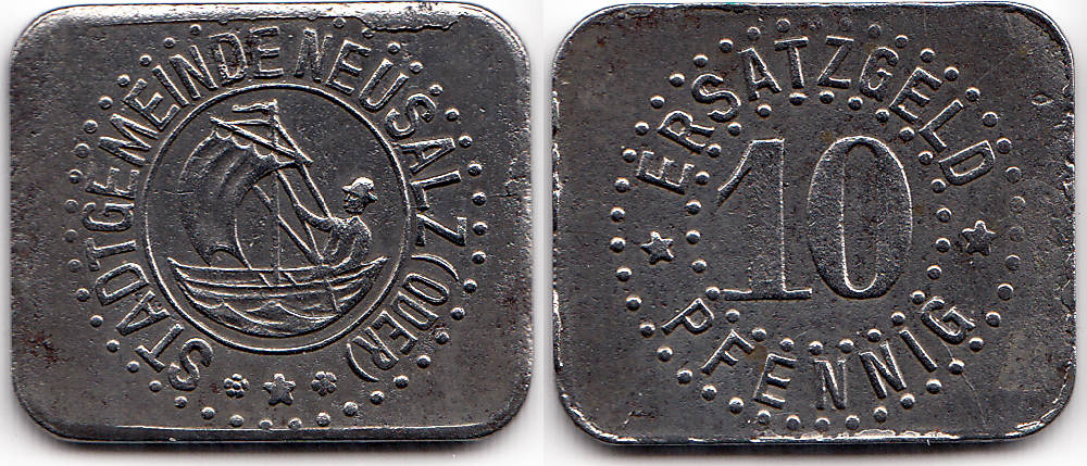 Schlesien 10 Pfennig Neusalz a. O. - Eisen ohne Jahr (Funck 371.6Ac ...