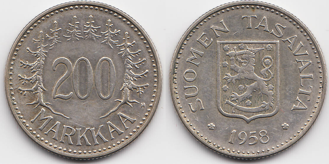 Finnland - Finland 200 Markkaa 1958 H Republik seit 1917 fast ...