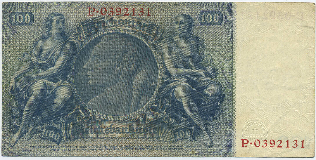 Deutsches Reich Reichsbank 1924-1945 100 Reichsmark 1935 Rosenberg Nr. 176a – Friedensdruck Udr ...