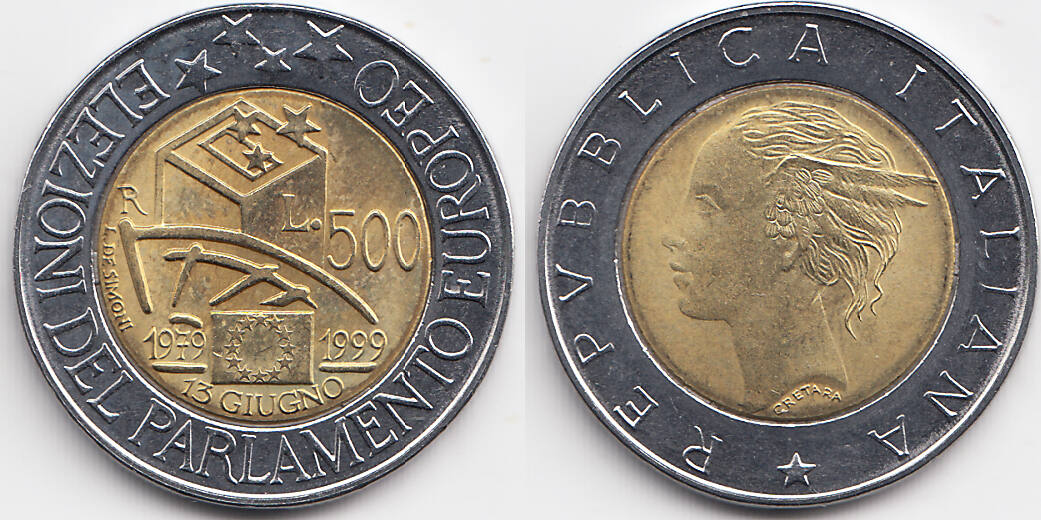 Italien - Italy 500 Lire 1999 R Republik seit 1946 - EU-Parlament vorzüglich/prägefrisch | MA-Shops