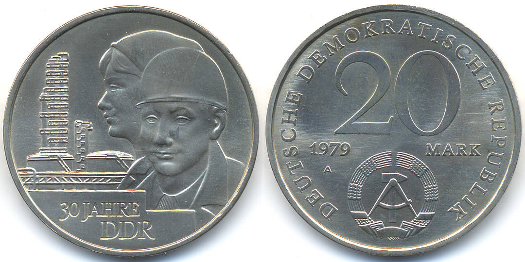 20 Mark 1979 30 Jahre DDR - Kupfer/Nickel fast prägefrisch | MA-Shops