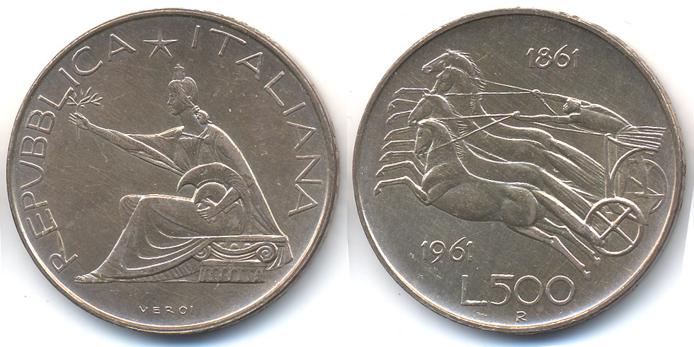 Italien - Italy 500 Lire 1961 R Republik seit 1946 - 100 Jahre Einigung Italiens vorzüglich | MA ...