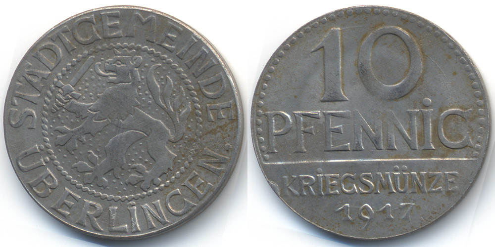 Baden 10 Pfennig Überlingen - Eisen 1917 (Funck 553.3d) gutes sehr ...