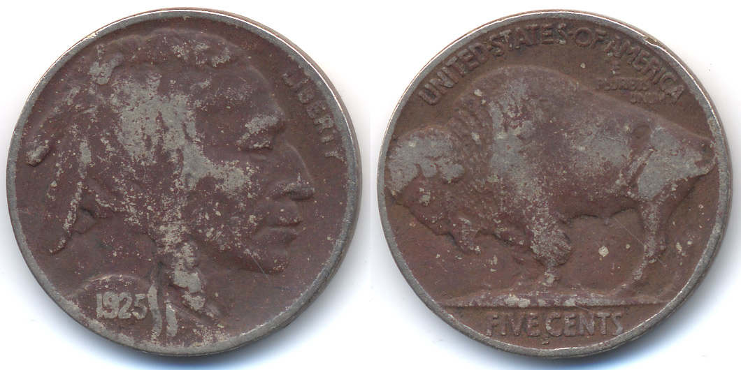 USA 5 Cents 1925 S Buffalo Nickel fast sehr schön - Patina | MA-Shops