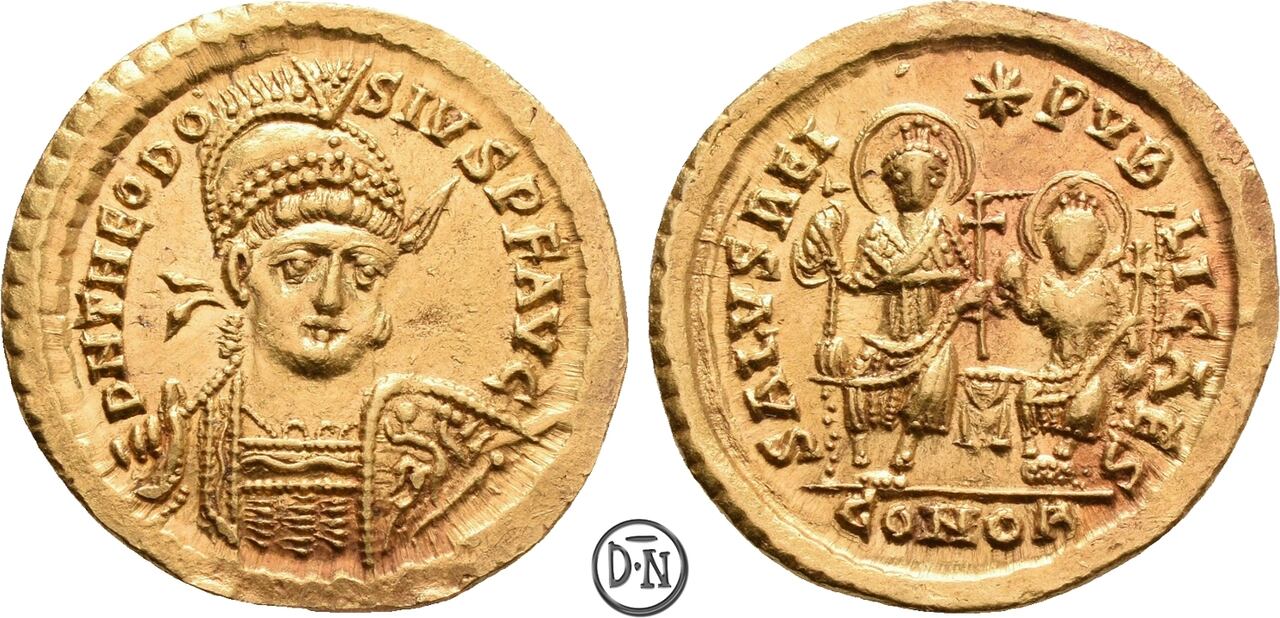 Theodosius II (402-450) Solidus 425-429 n. Chr. Constantinopolis, Büste ...