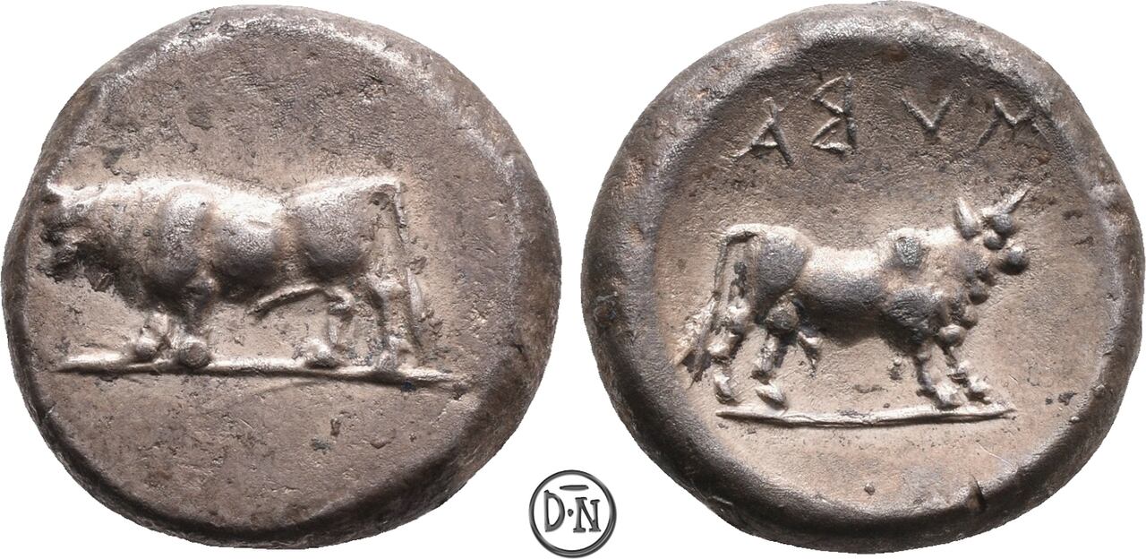 Sybaris (Lucania) Nomos/Stater ca. 453-448 oder 440-400 v. Chr. Stier ...