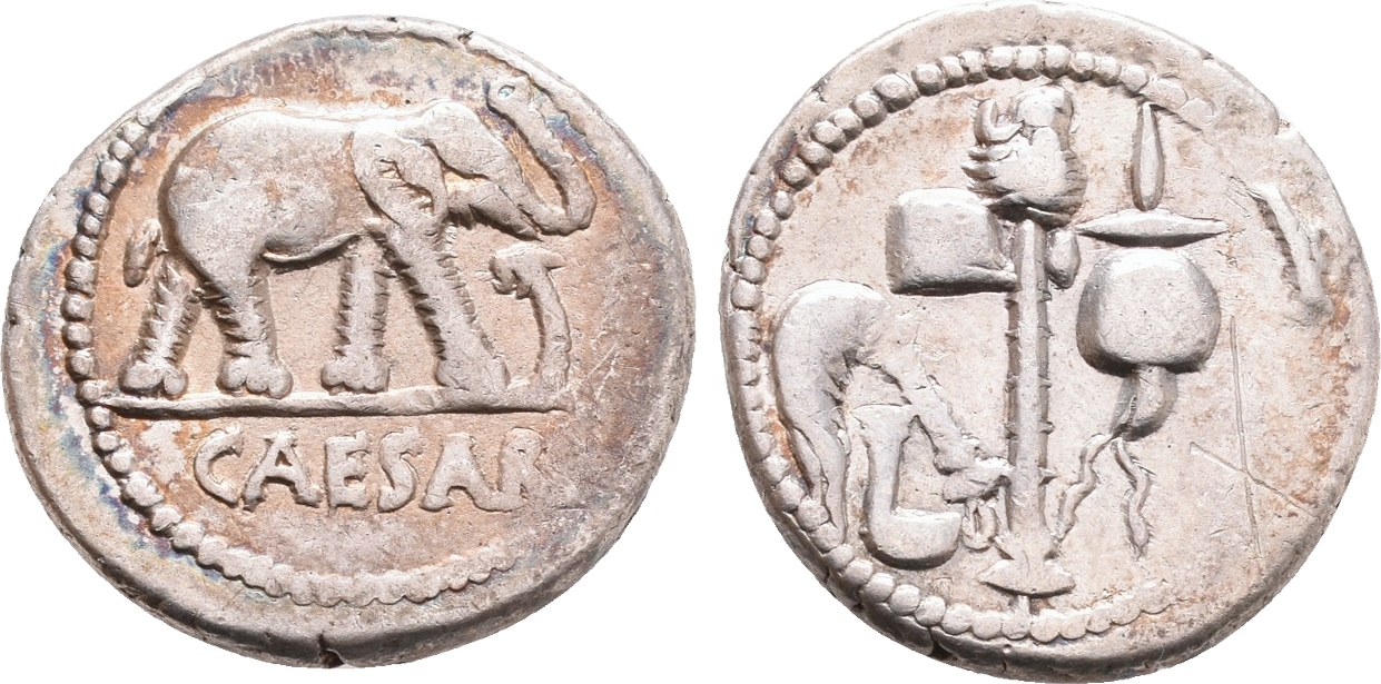 C. Julius Caesar (+ 44 v. Chr.) Denar 49 v. Chr. Heeresmünzstätte ...