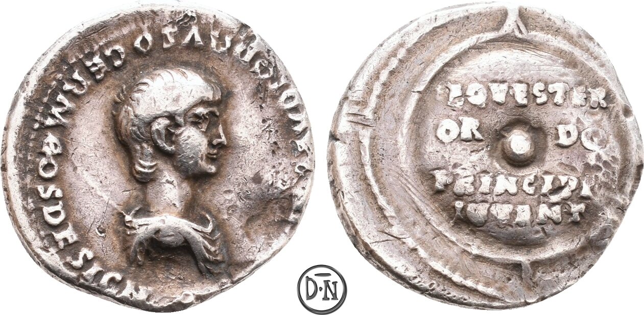 Nero als Caesar (50-54) Denar 51-54 n. Chr. Rom, Kopf des jungen Nero ...