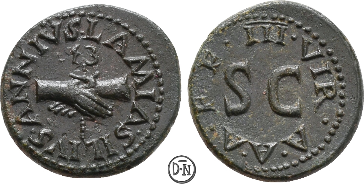 Augustus (27 v.-14 n. Chr.) Quadrans 9 v. Chr. Rom, Münzmeister Lamia ...