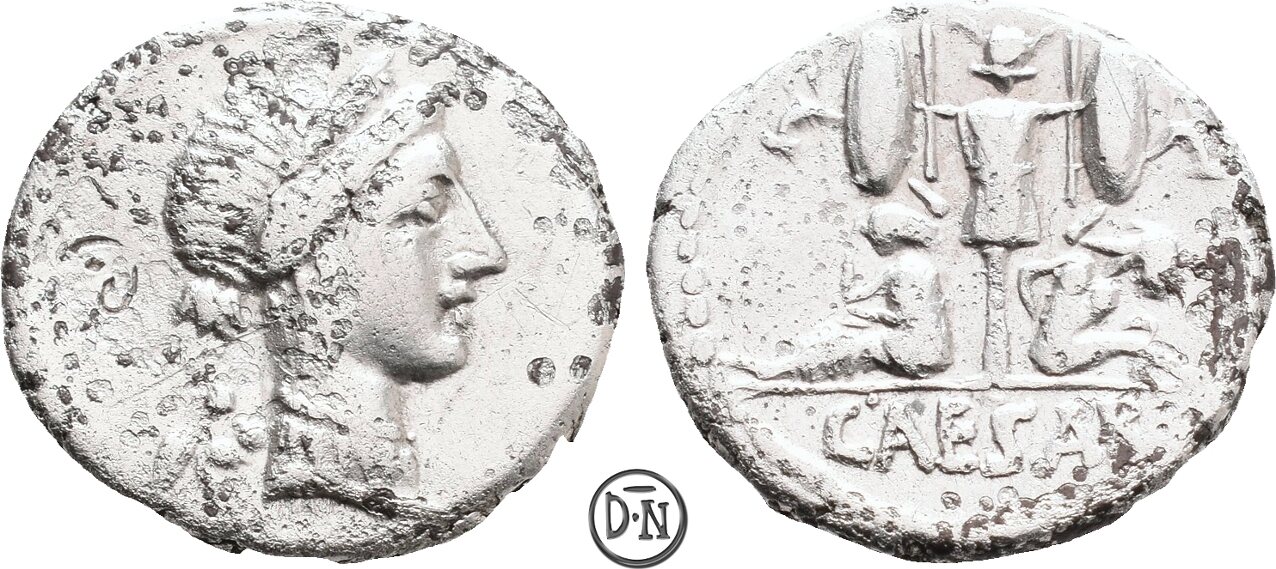 C. Julius Caesar (+ 44 v. Chr.) Denar 46-45 v. Chr. Heeresmünzstätte ...