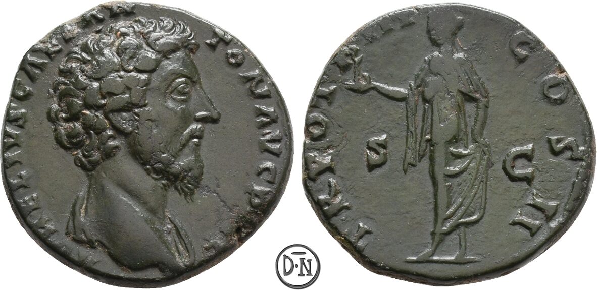 Marcus Aurelius Caesar (139-161) As 158-159 n. Chr. Roma, Büste / Spes ...